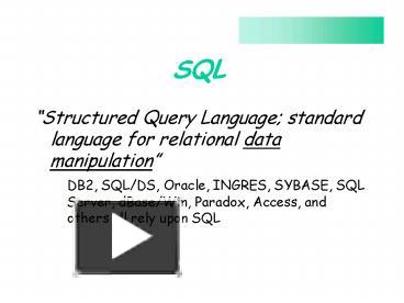 SQL presentation | free to view