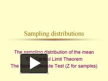 PPT – Sampling distributions PowerPoint presentation | free to view ...