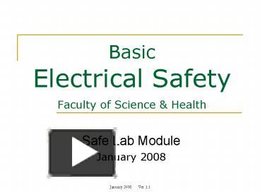 Basic Electrical Safety Faculty of Science presentation | free to view