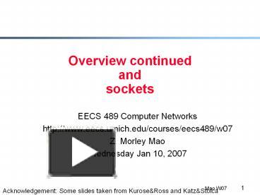 Overview continued and sockets presentation | free to download