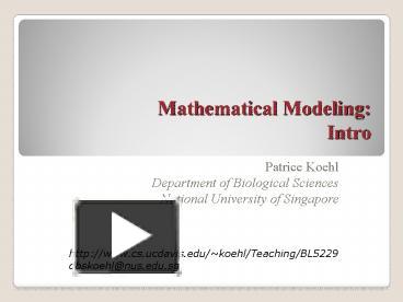 PPT – Mathematical Modeling: Intro PowerPoint presentation | free to ...