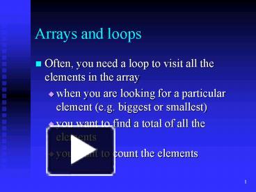 Arrays and loops presentation | free to view