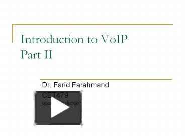 Introduction to VoIP Part II presentation | free to view