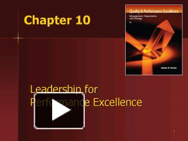 Leadership for Performance Excellence presentation | free to view