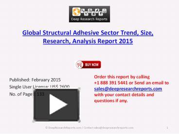 Global (US, Europe, Japan) Structural Adhesive Industry Trend, Research ...