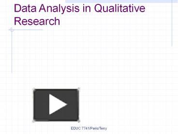 Data Analysis in Qualitative Research presentation | free to view