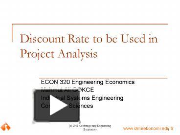 PPT – Discount Rate to be Used in Project Analysis PowerPoint ...
