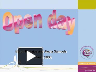 Open day presentation | free to view