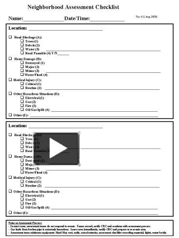 PPT – Neighborhood Assessment Checklist PowerPoint presentation | free ...