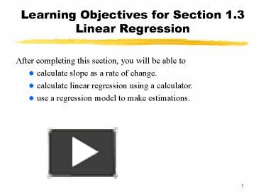PPT – Learning Objectives for Section 1.3 Linear Regression PowerPoint ...