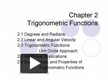 PPT – Chapter 2 Trigonometric Functions PowerPoint presentation | free ...