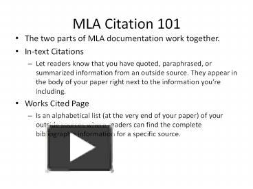 PPT – MLA Citation 101 PowerPoint presentation | free to download - id ...
