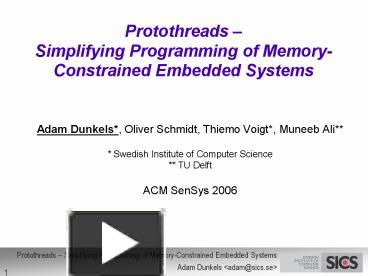 Protothreads presentation | free to view