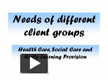PPT – Needs of different client groups PowerPoint presentation | free ...