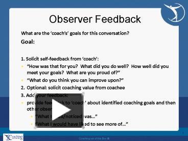 Observer Feedback presentation | free to download