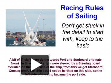 Racing Rules of Sailing presentation | free to view