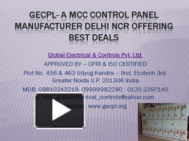 MCC control panel manufacturer Delhi NCR - GECPL For reliable control ...