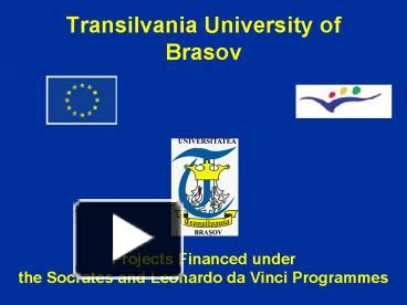 Transilvania University of Brasov presentation | free to view