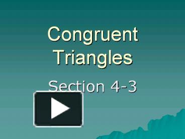 PPT – Congruent Triangles PowerPoint presentation | free to view - id ...