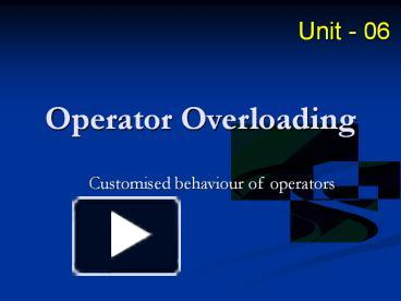Operator Overloading presentation | free to download