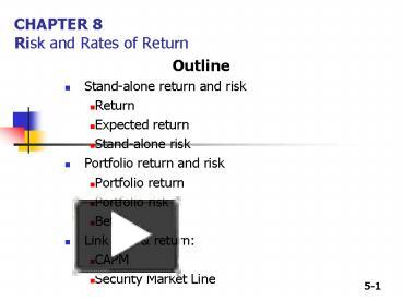 CHAPTER 8 Risk and Rates of Return presentation | free to view