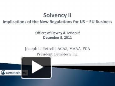 PPT – Solvency II Implications of the New Regulations for US PowerPoint ...