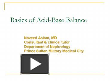 PPT – Basics of Acid-Base Balance PowerPoint presentation | free to ...