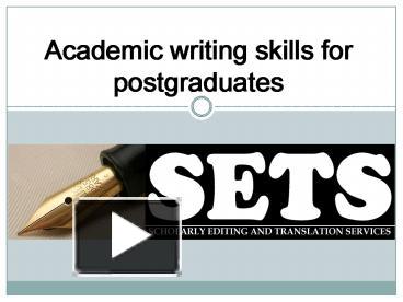 PPT – Academic writing skills for postgraduates PowerPoint presentation ...