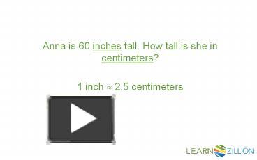 Anna is 60 inches tall. How tall is she in centimeters? presentation ...