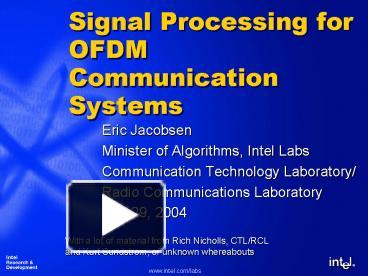 Signal Processing for OFDM Communication Systems presentation | free to ...