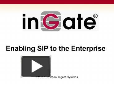 PPT – Enabling SIP to the Enterprise PowerPoint presentation | free to ...