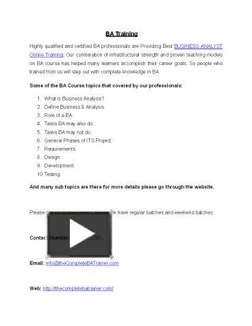 PPT – BA Training PowerPoint presentation | free to download - id ...