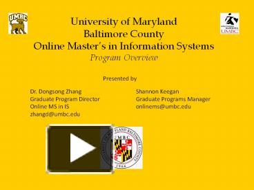 PPT – University of Maryland Baltimore County Online Master PowerPoint ...