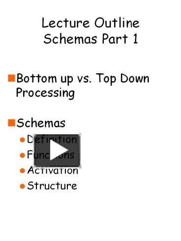PPT – Lecture Outline Schemas Part 1 PowerPoint presentation | free to ...