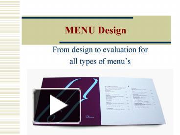 MENU Design presentation | free to view
