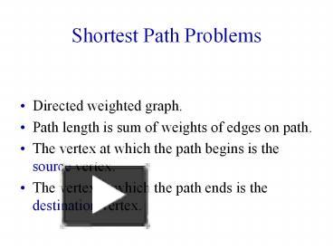 PPT – Shortest Path Problems PowerPoint presentation | free to download ...