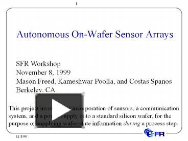 PPT – Autonomous On-Wafer Sensor Arrays PowerPoint presentation | free ...