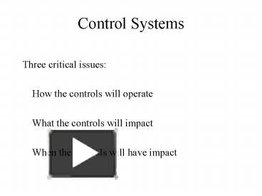 Control Systems presentation | free to view