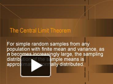 The Central Limit Theorem presentation | free to download