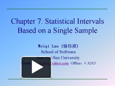 PPT – Chapter 7. Statistical Intervals Based on a Single Sample ...