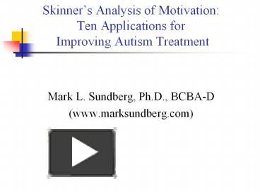 Skinner presentation | free to view