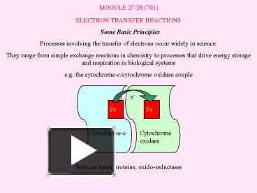 ELECTRON TRANSFER REACTIONS presentation | free to view