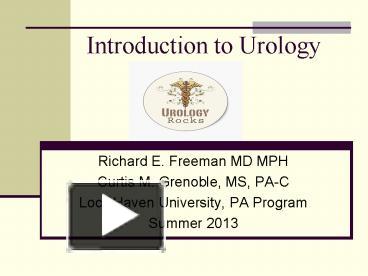 Introduction to Urology presentation | free to view