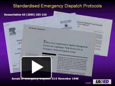 PPT – Standardised Emergency Dispatch Protocols PowerPoint presentation ...