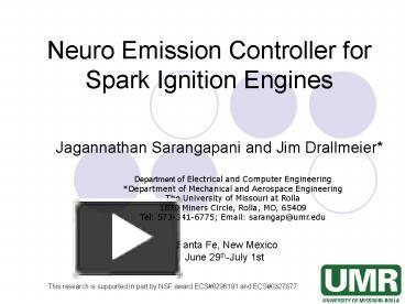 PPT – Neuro Emission Controller for Spark Ignition Engines PowerPoint ...