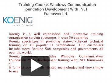 PPT – Training Course: Windows Communication Foundation Development ...