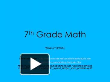 PPT – 7th Grade Math PowerPoint presentation | free to view - id ...