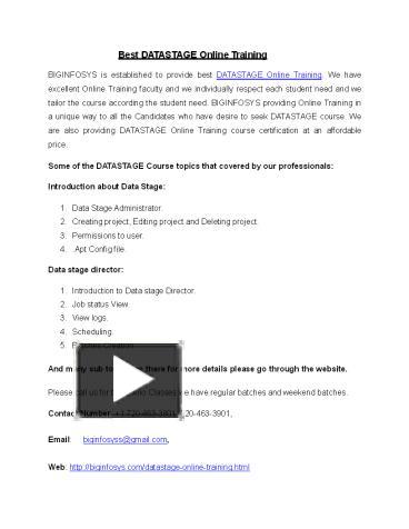 PPT – Best DATASTAGE Online Training PowerPoint presentation | free to ...