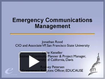 Emergency Communications Management presentation | free to download
