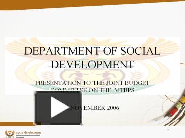 DEPARTMENT OF SOCIAL DEVELOPMENT presentation | free to download